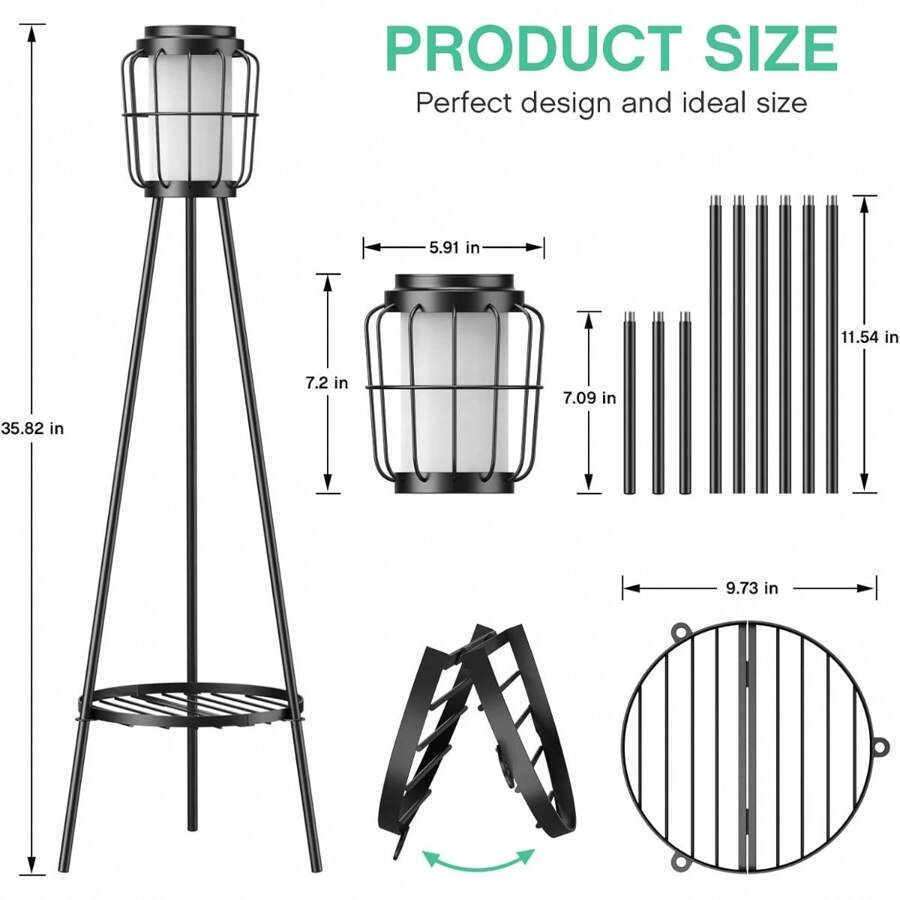 2 Pack Solar Lights Outdoor With Plant Stands, Solar Floor Lamp, Solar ...