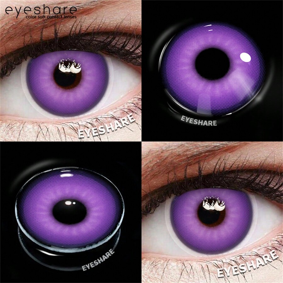 EYESHARE Anime Multicolored Contacts Lenses For Cosplay Halloween Blue ...