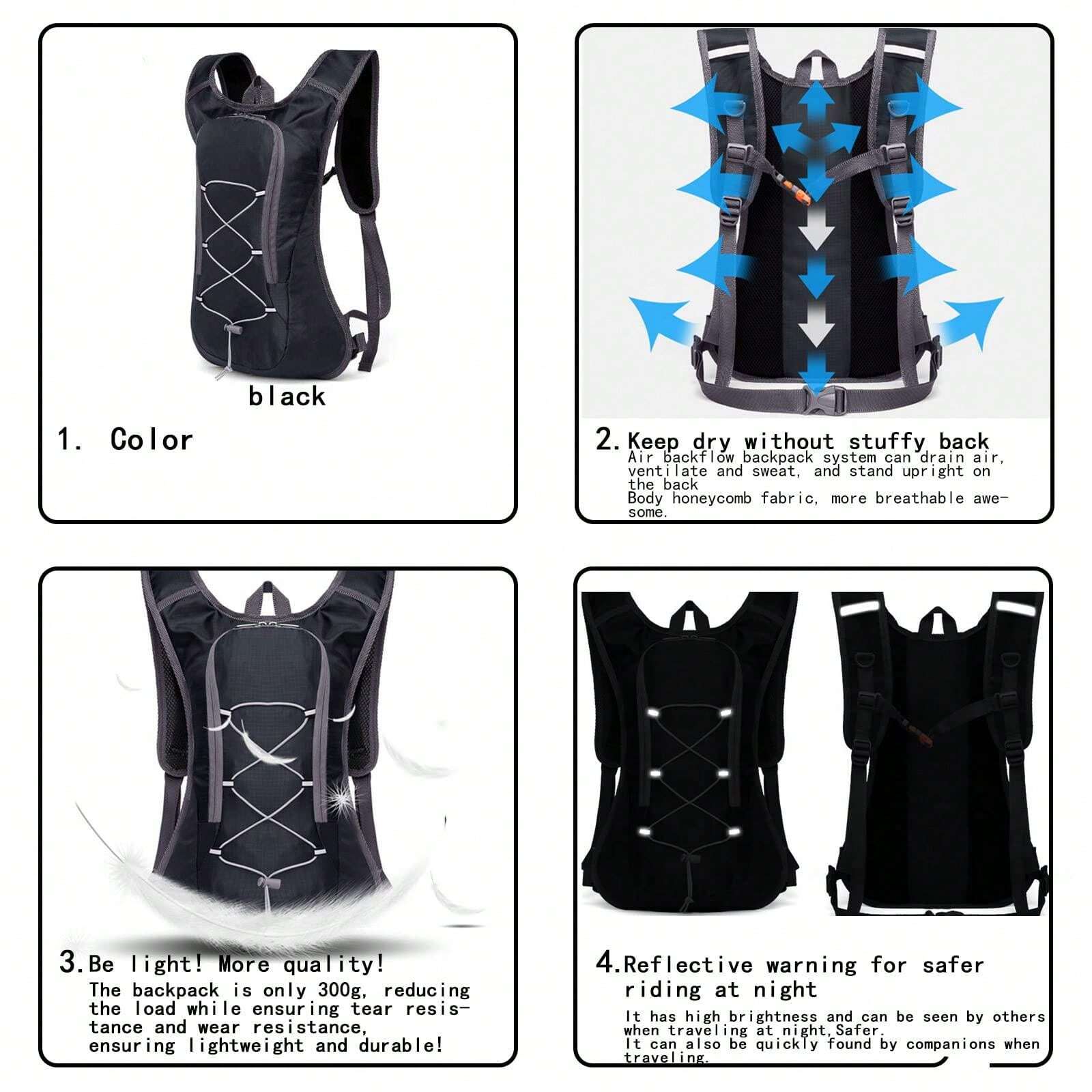 Backpack Pack With 2L Hydration Bladder Hiking Backpack With Water ...