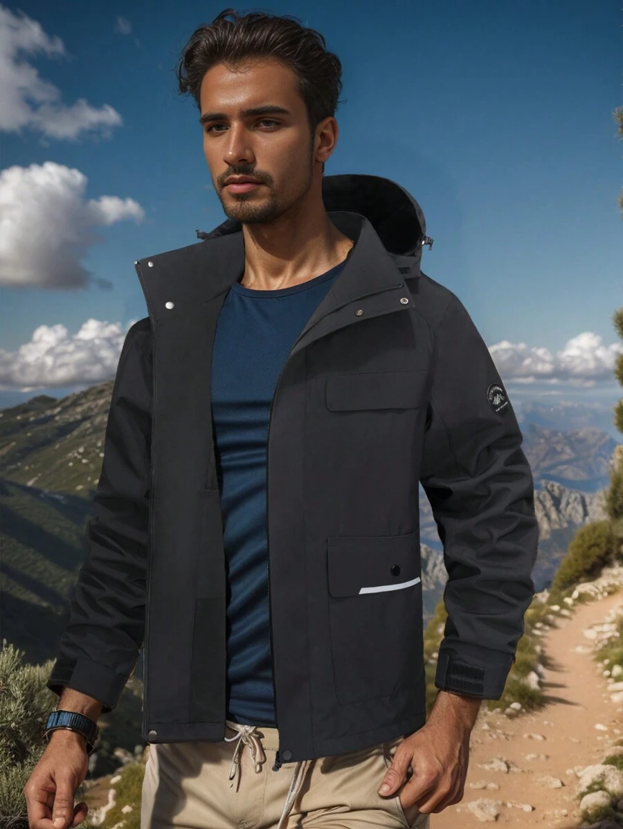 TECTOP Men Waterproof Jacket With Removable Hooded Raincoat Spring And ...