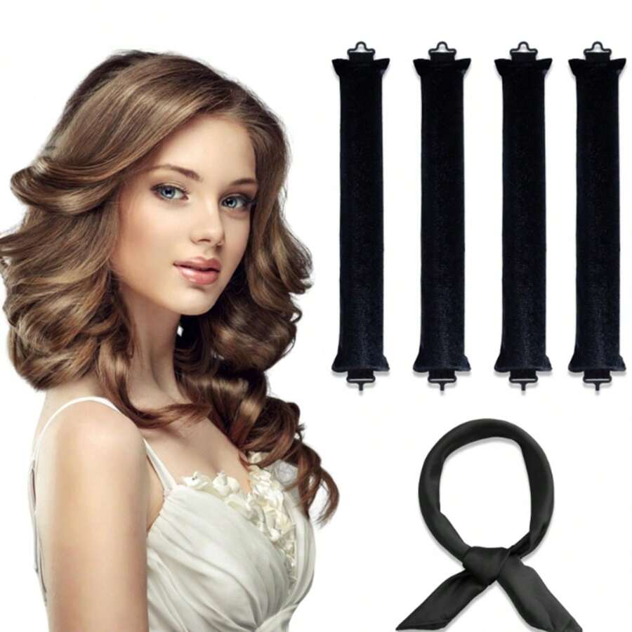 3pcs 2024 New Rubber Hair Curling Tool, 3-Hooks No Heat Hair Waver For ...