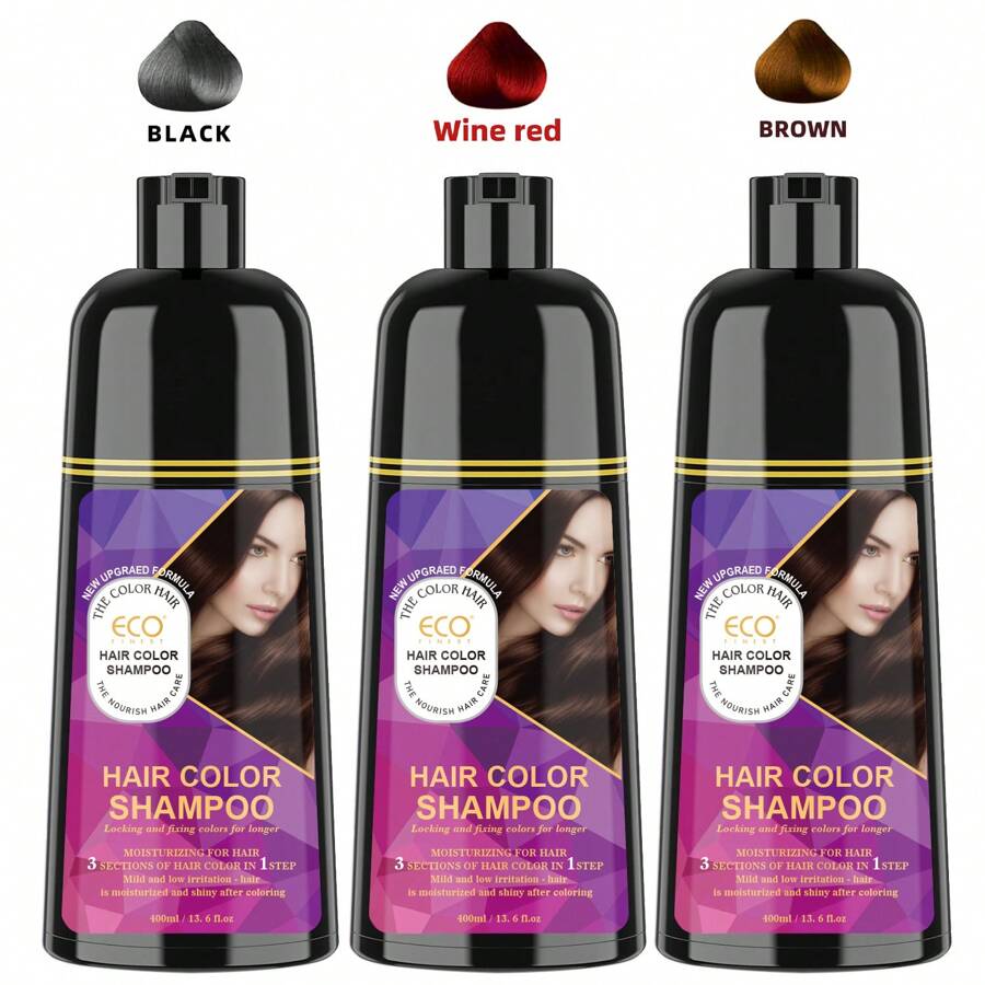 Novo Shampoo Colorante de Cabelo Marrom Fórmula Atualizada para Cabelos ...