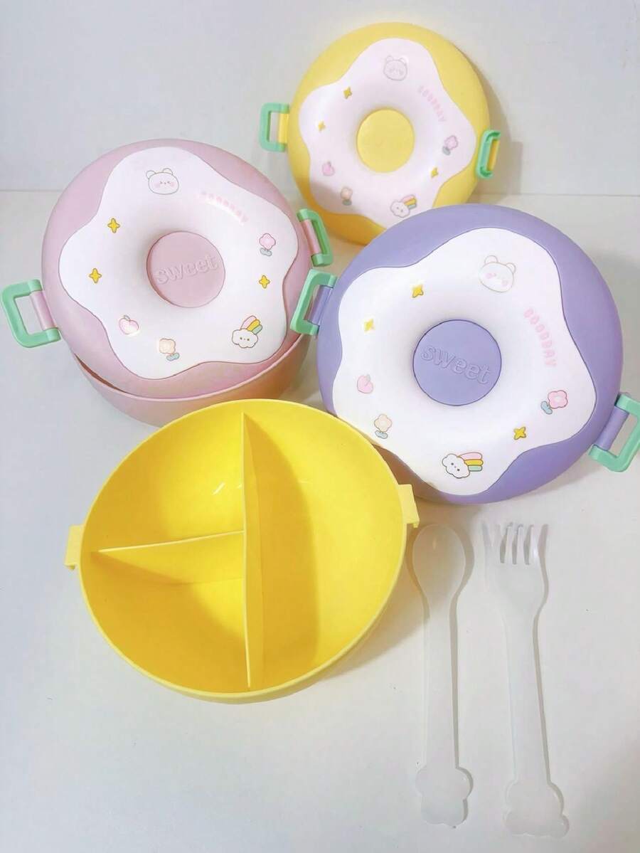Lunch Box Lunch Box For Children Adults Divider Donuts Donuts With 3D ...