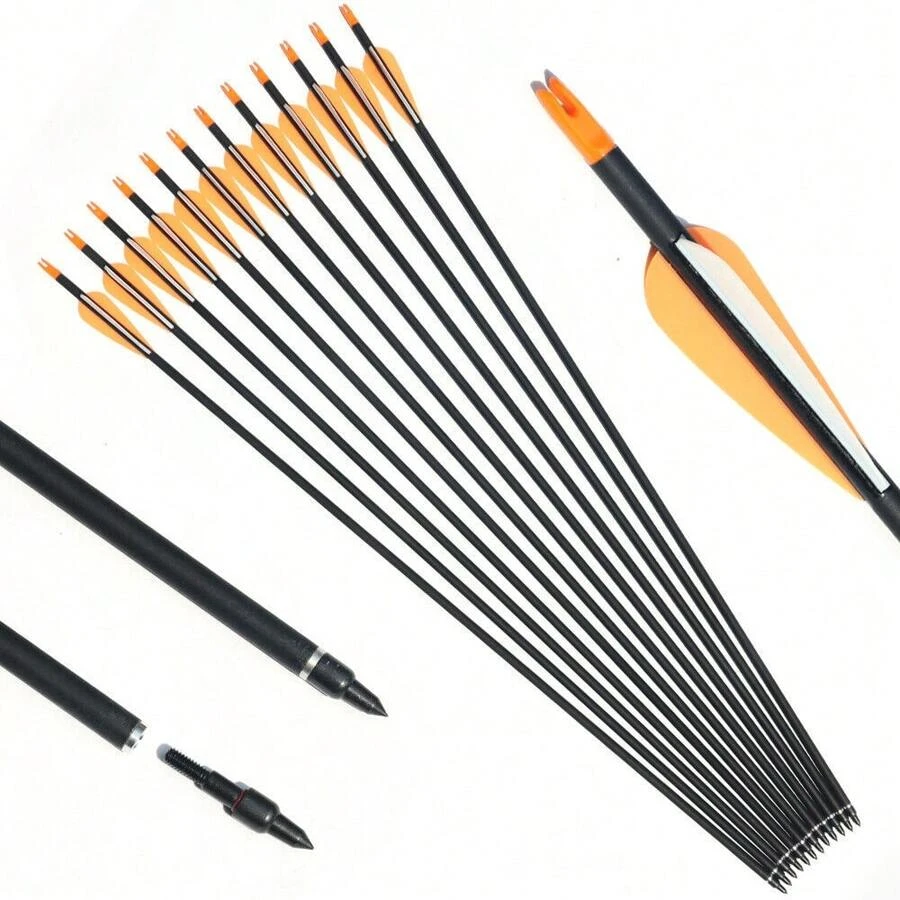 Moon Bunny 12Pcs 30 Inch Carbon Arrows Removable Tips Spine 500 For ...