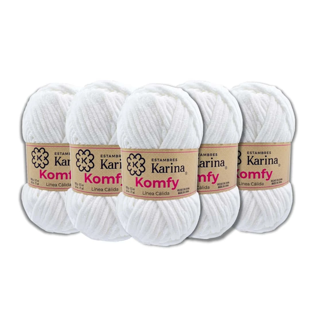 ESTAMBRE CHENILLE KOMFY ESTAMBRES KARINA PAQ 5 MADEJAS 100 GRS C/U (UN ...