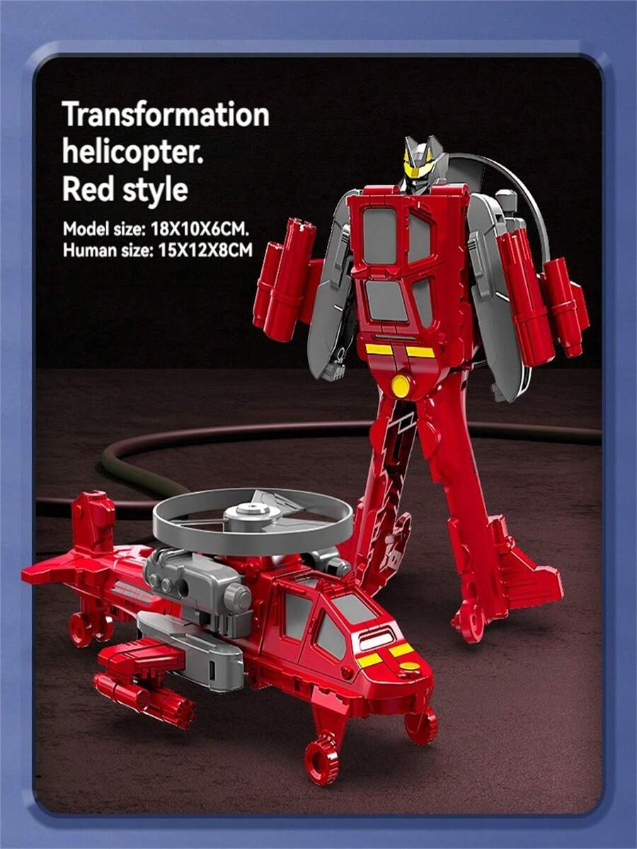 Kids Transforming Plane Toy, Fun Cartoon Transformable Helicopter Model ...