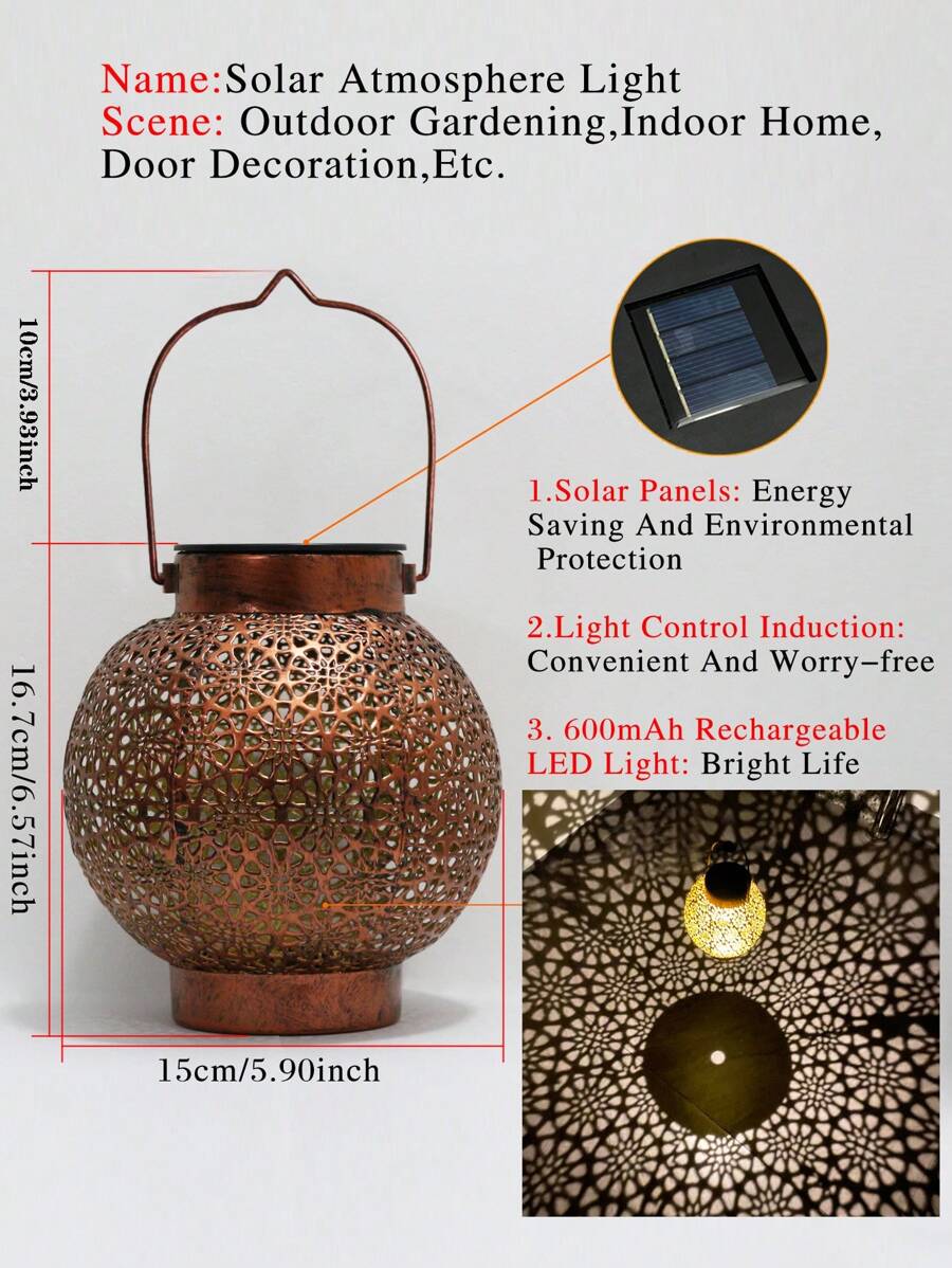 1pc Solar Hanging Lantern Light, Lanterna Solar de Mesa com Alça ...