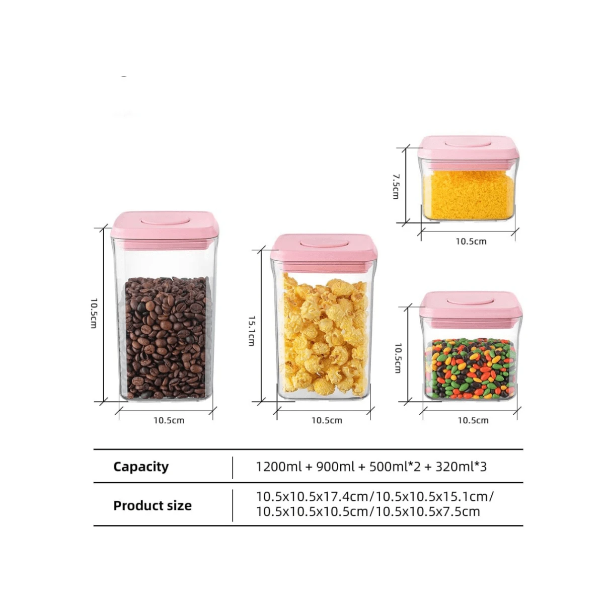 Airtight Food Storage Containers - 7 Pieces One-Click Convenient ...