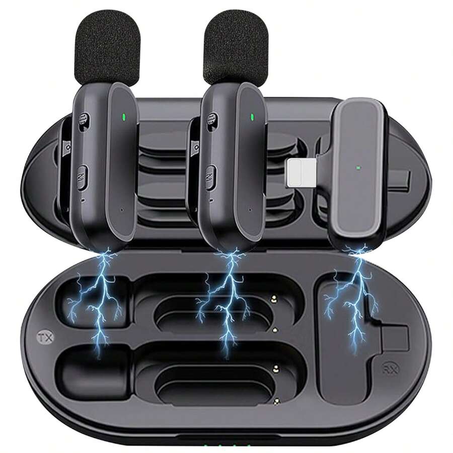 Wireless Lavalier Microphone For IOS Lapel Mics Plug-Play Noise ...