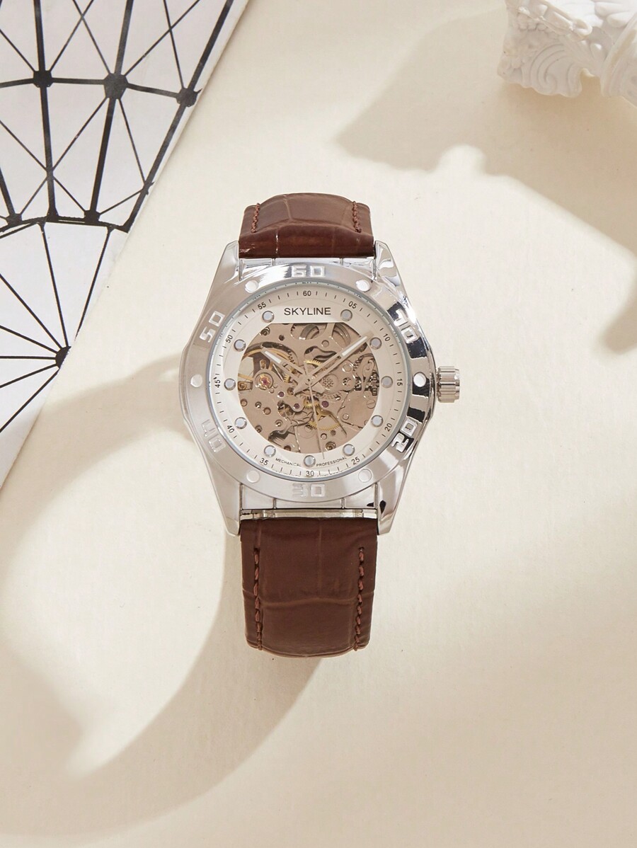 CASIRUI 1pc Men's Automatic Mechanical Hollow Dial Sun Pattern ...