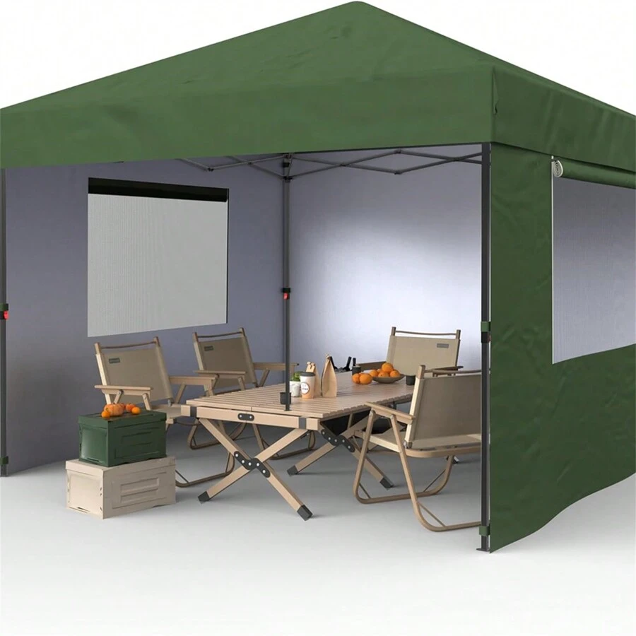 10' X 10' Pop Up Canopy Tent, Outdoor Pop Up Commercial Canopy With 3 ...