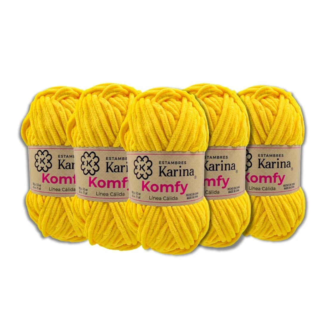 ESTAMBRE KOMFY CHENILLE PAQUETE DE 5 MADEJAS DE 100 GRAMOS C/U, UN ...