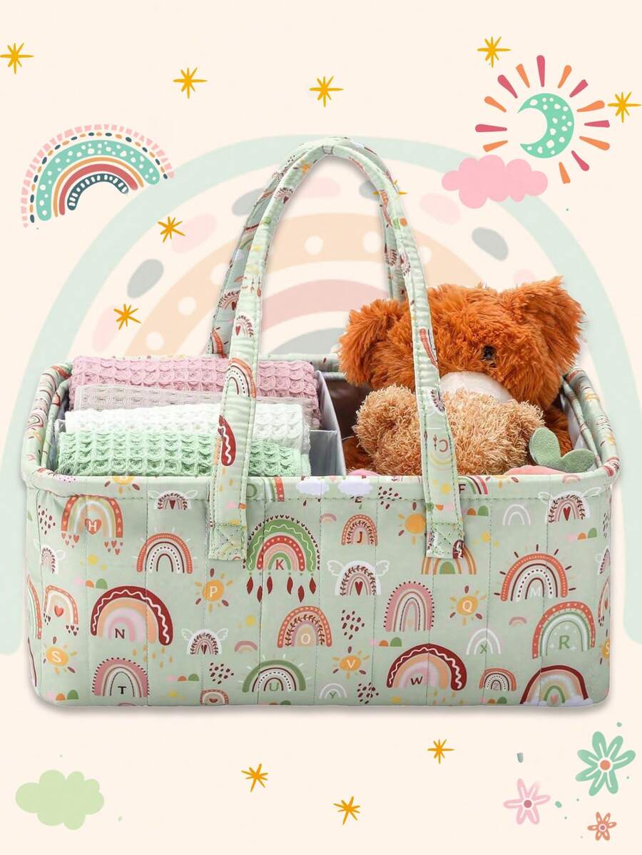 Boho Rainbow Baby Diaper Caddy , Baby Stuff Diaper Basket For Newborn ...