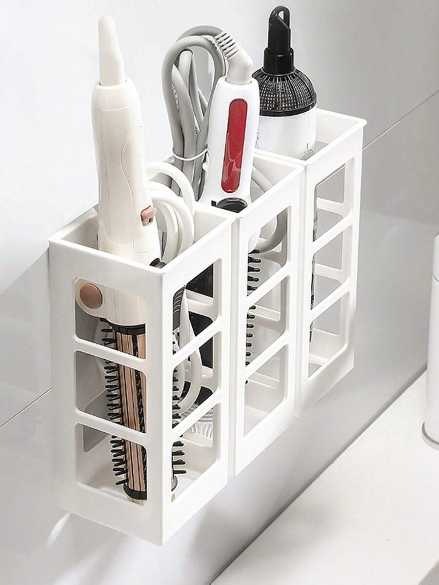 1pc Wall-Mounted Hair Tool Organizer Storage Rack For Curling Irons ...