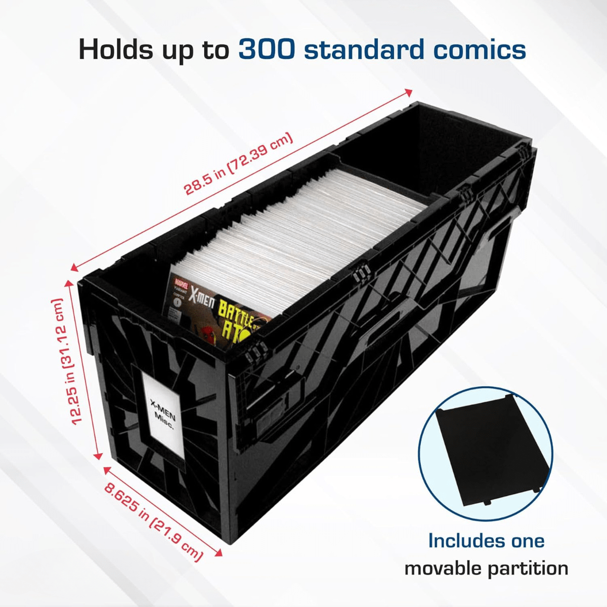 Long Comic Book Bin Black - Holds 300 Comic Books | Acid-Free, Heavy ...