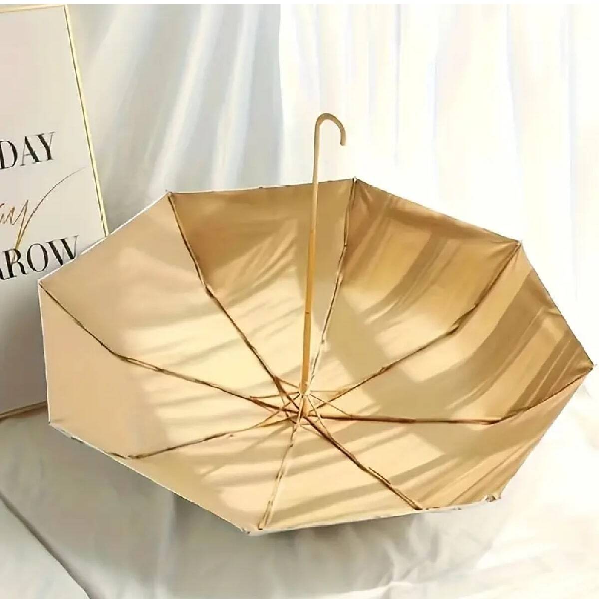 Lady Elegant Tri-Fold Gold Sunscreen Coating Cherry Multi-Color Pattern ...