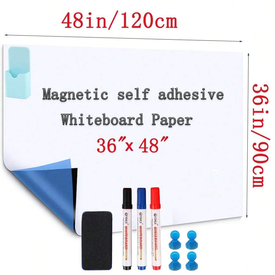 Magnetic Whiteboard Wallpaper Dry Erase Board Sheet Wall Self-Adhesive ...