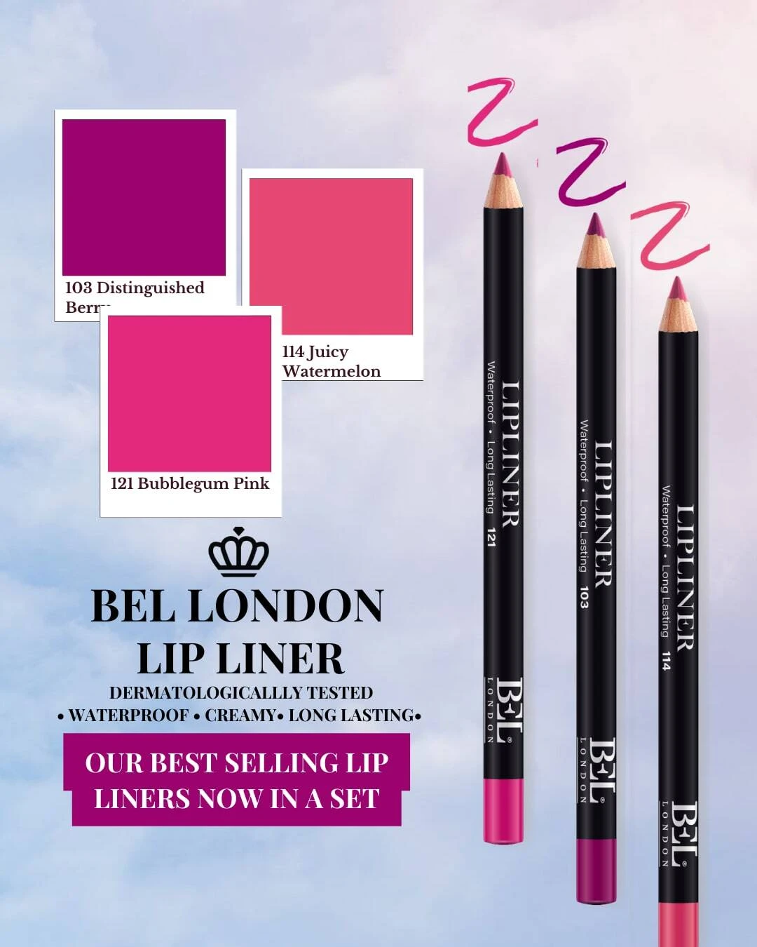 BEL London Waterproof & Long-Lasting Lipliner Pencil | Long-Wearing ...