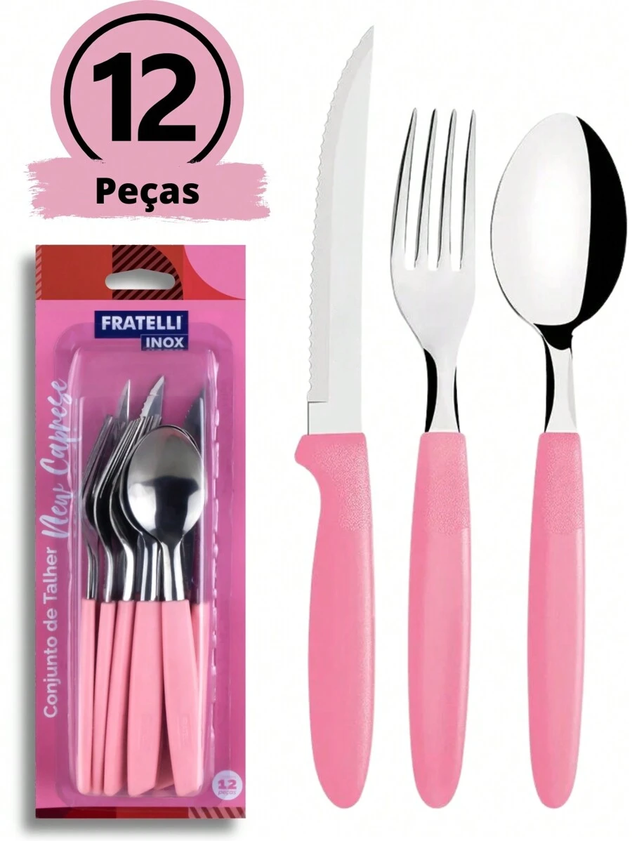 Stainless Steel Flatware Cutlery Set 12 Pieces Complete Stainless Steel ...