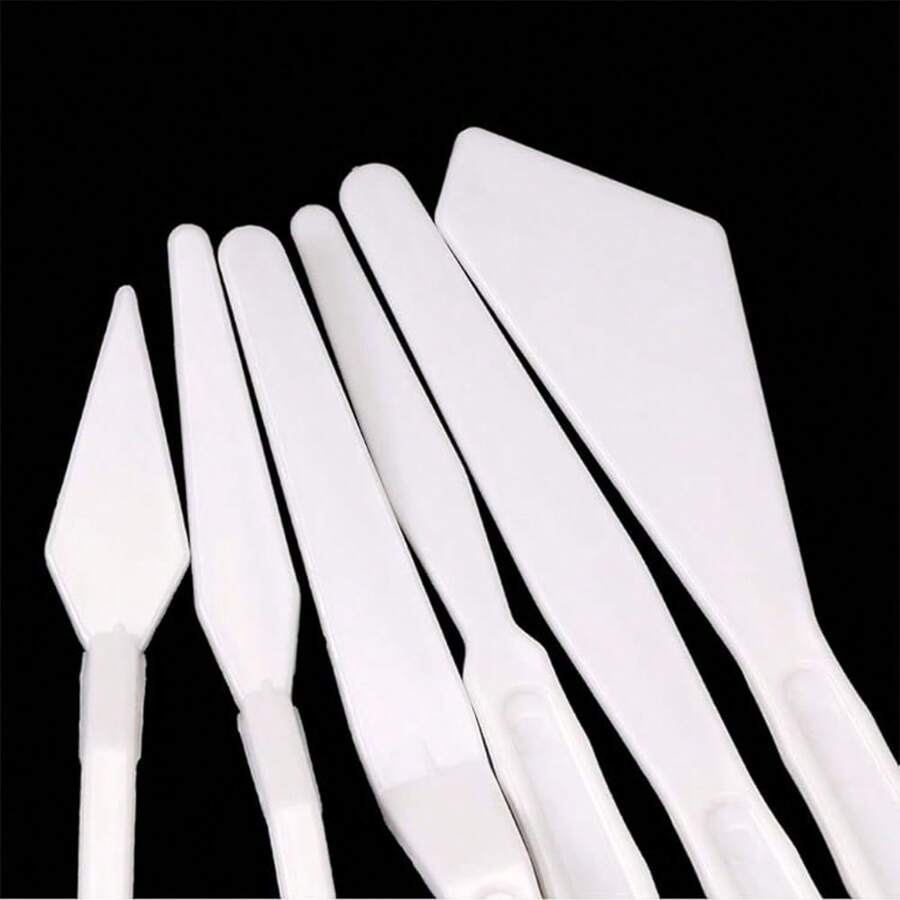 Plastic Painting Palette Knives Set 6Pcs White Art Artist Paint Spatula ...