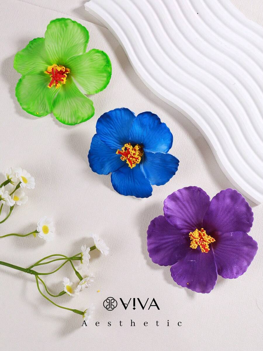 3 Packs Hibiscus Flower Alligator Clips For Women Cute Elegant Casual ...