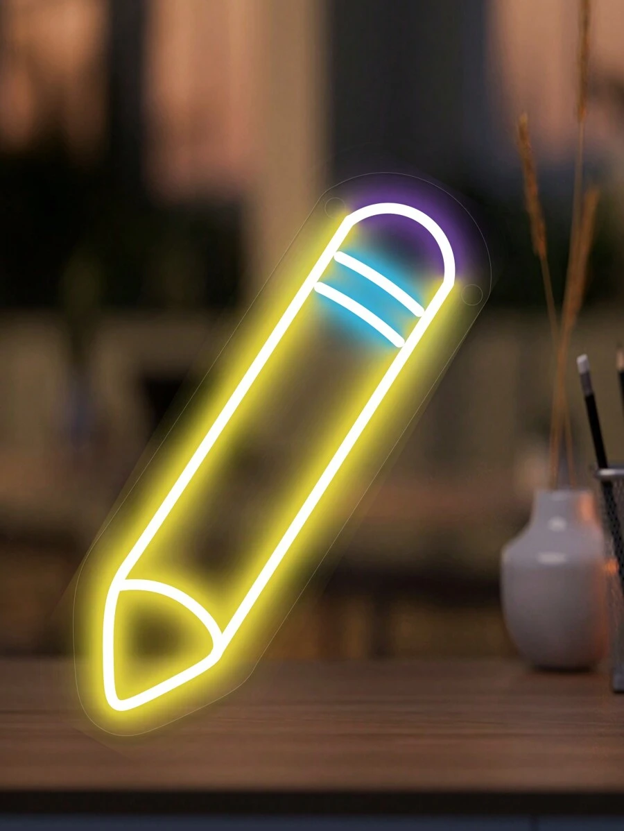 1pc Pencil Neon Sign, USB Powered, Adjustable Brightness, Perfect ...