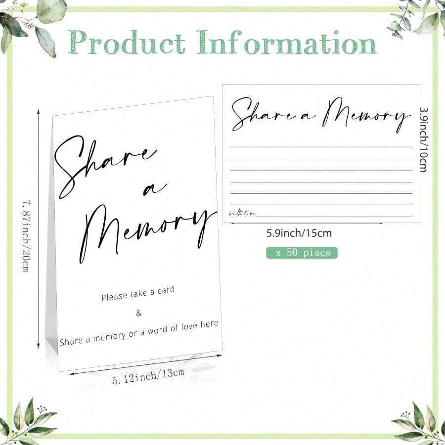 50 Pcs Share A Memory Cards And Place Cards Seating Place Cards For ...