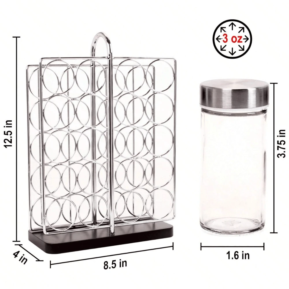 20 Jar Spice Rack Stainless Steel Filled With Spices - Standing Rack ...