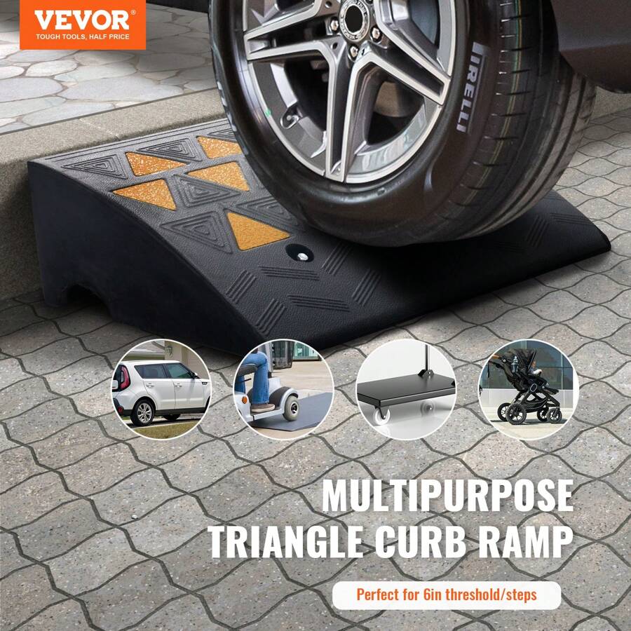 VEVOR VEVOR Rubber Curb Ramp, 6" Rise Height 2 Pack, Heavy-Duty 33069 ...