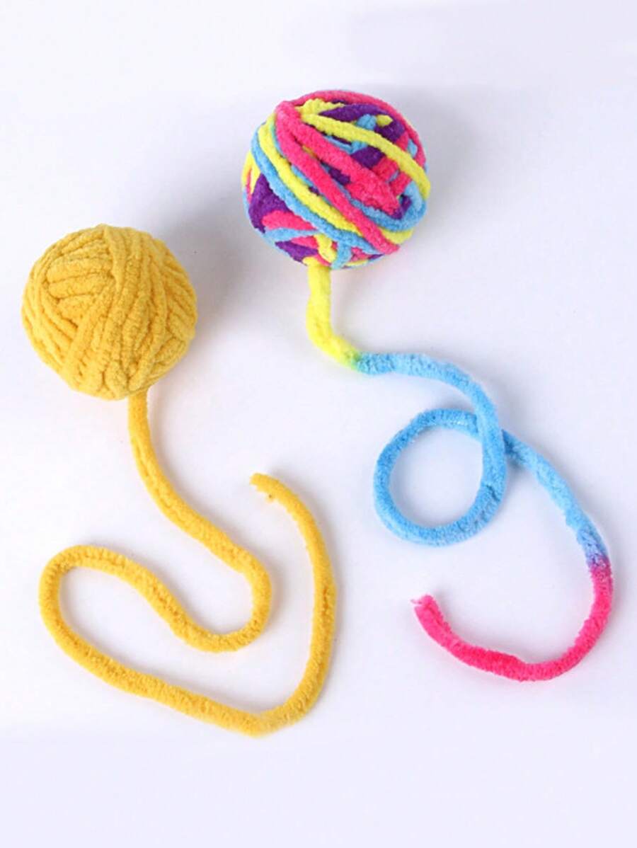 3 Packs Wool String Cat Toy Balls With Bells - Interactive, Safe Chew ...