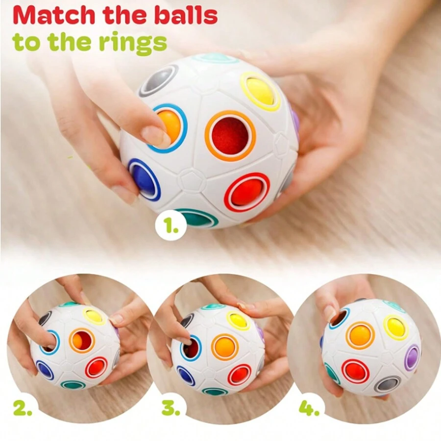 12-Hole Rainbow Ball Magic Cube Fidget Toy (Packaging Randomly Assorted ...