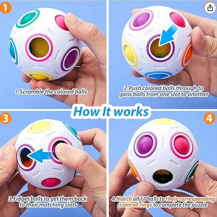 12-Hole Rainbow Ball Magic Cube Fidget Toy (Packaging Randomly Assorted ...