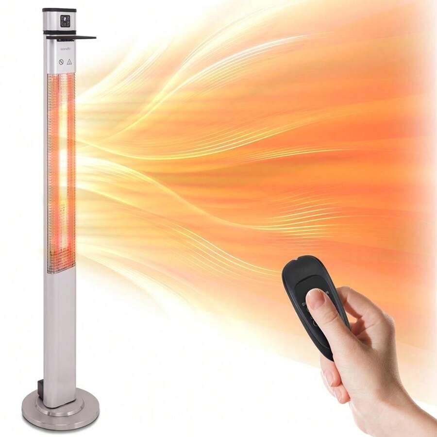 Serenelife Floor Standing Patio Heater - Remote Control Stand Patio ...
