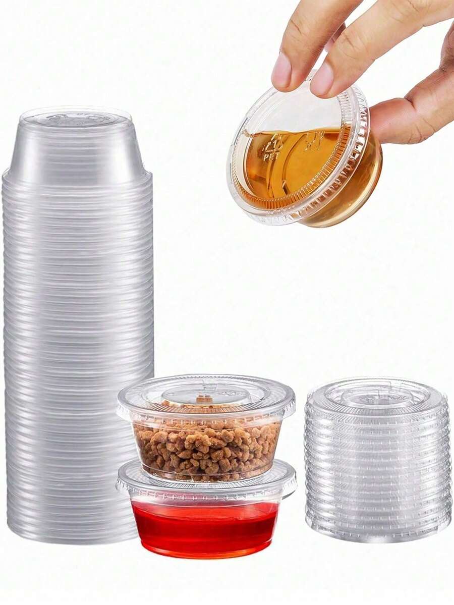 50Pcs Clear Food Small Sauce Containers Package Box Lid Portable ...