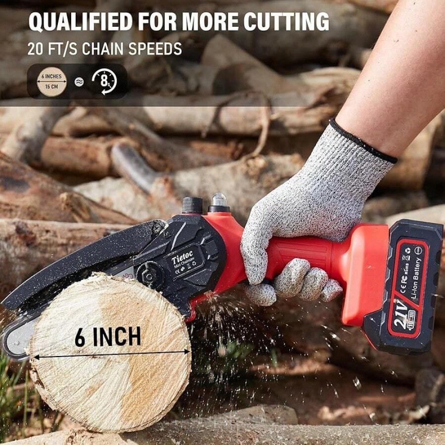 Tietoc Mini Chainsaw 6 Inch Cordless [Gardener Friendly] Super Handheld ...