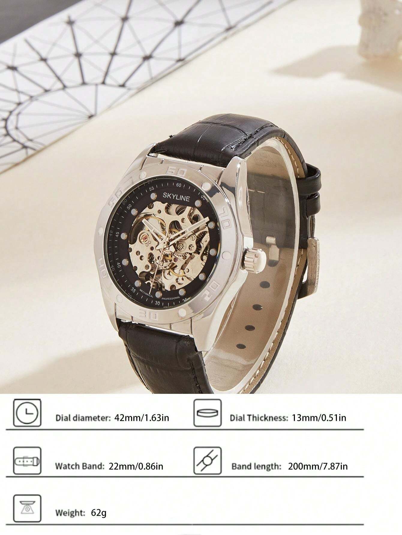 CASIRUI 1pc Men's Automatic Mechanical Hollow Dial Sun Pattern ...