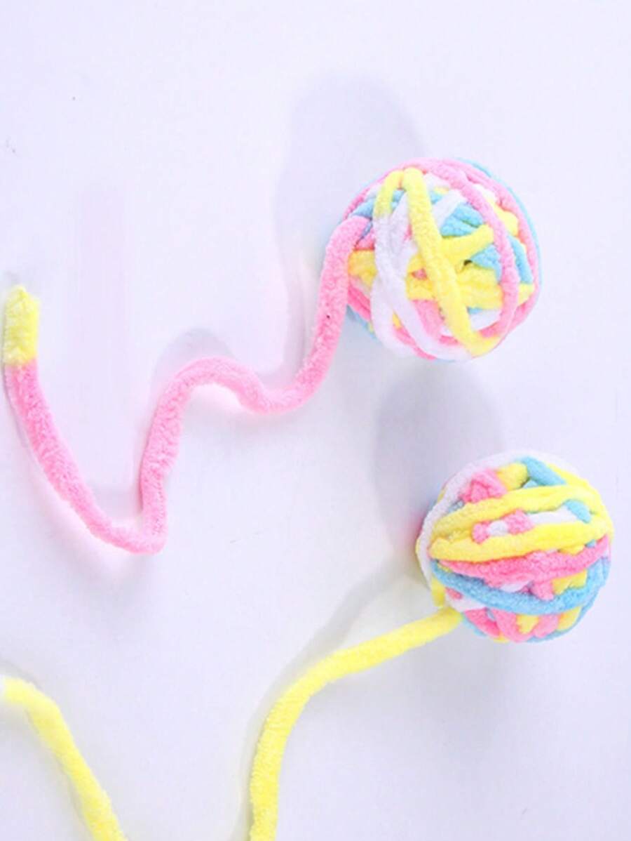 3 Packs Wool String Cat Toy Balls With Bells - Interactive, Safe Chew ...