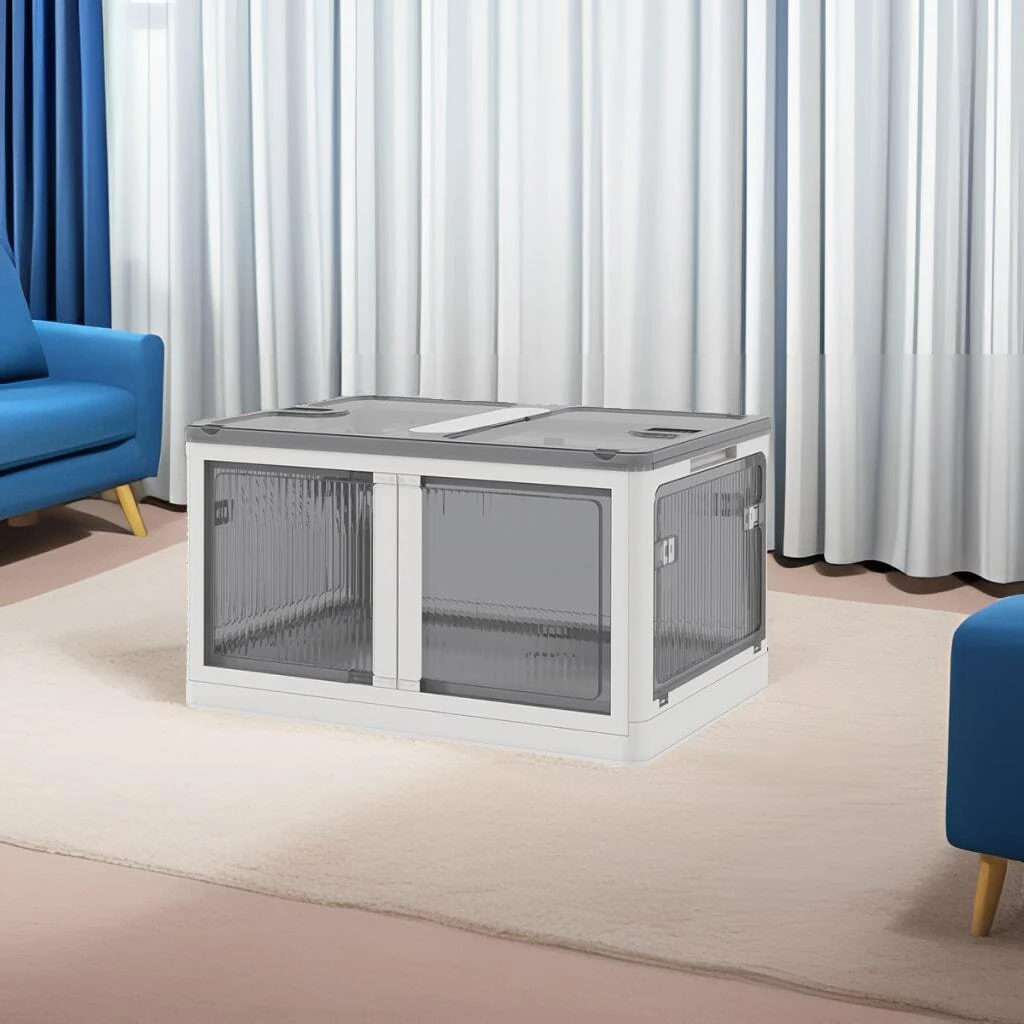 HOMCOM Stackable Storage Bins With Lids, Wheels, And Collapsible, White ...