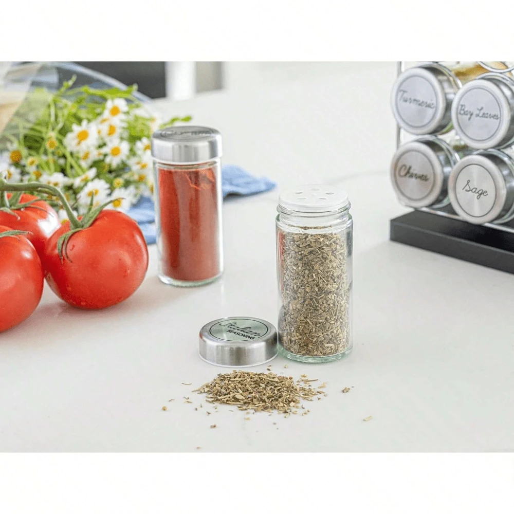 20 Jar Spice Rack Stainless Steel Filled With Spices - Standing Rack ...