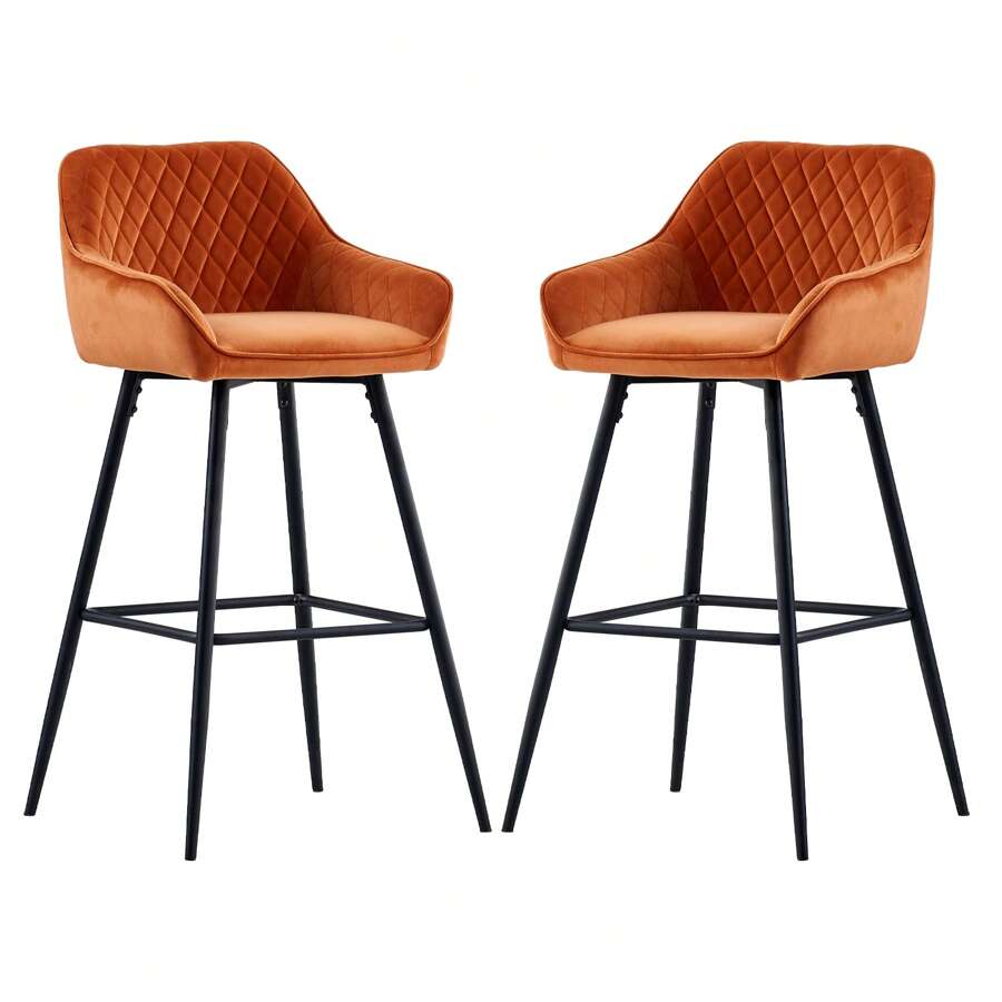 AINPECCA Set Of 1/2/3/4 Barstools Suede/Velvet Upholstered Seat With ...