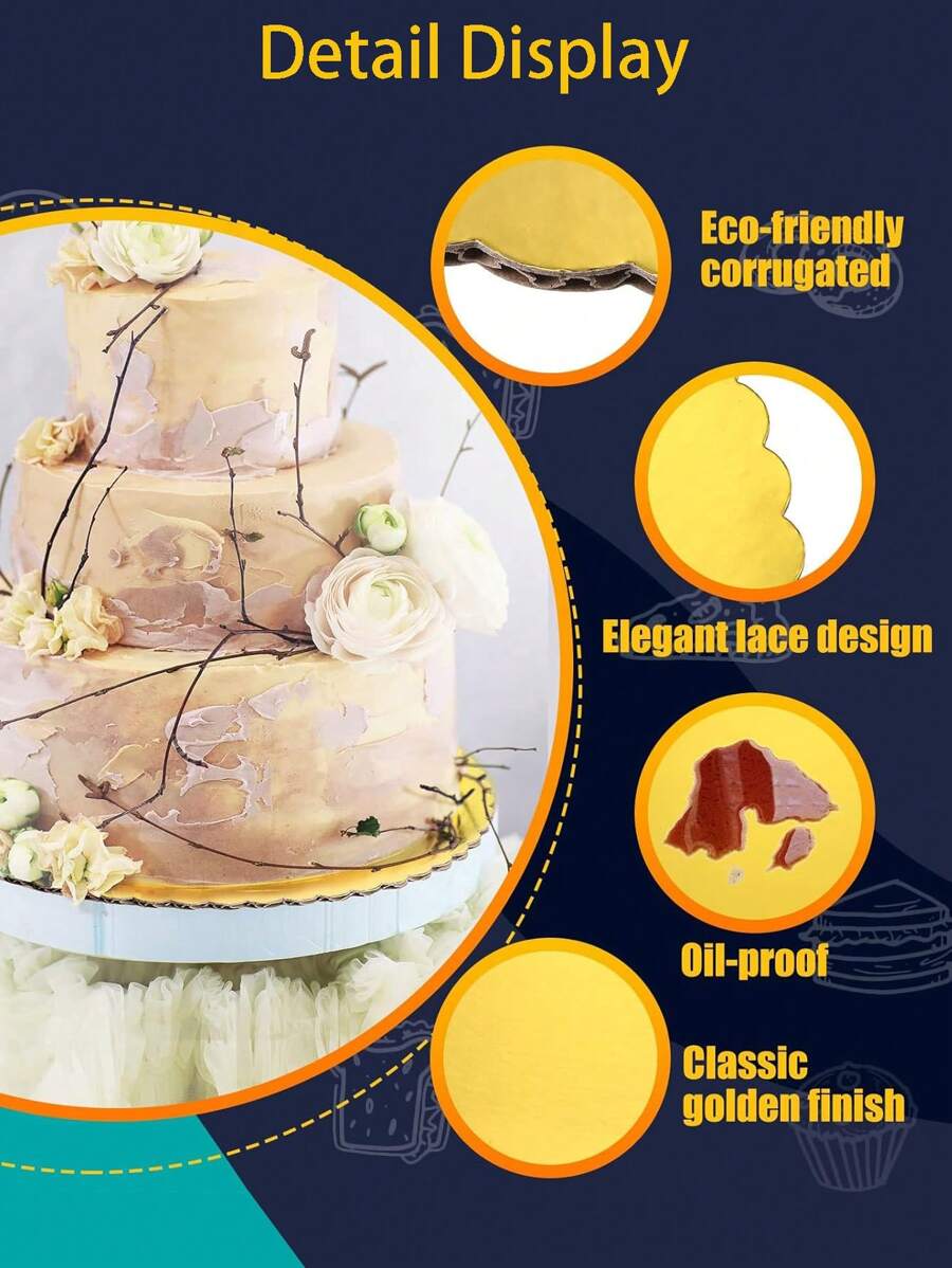 10 Pcs Cake Boards, Glod Cake Boards 10 Inch Round, Food-Graded ...