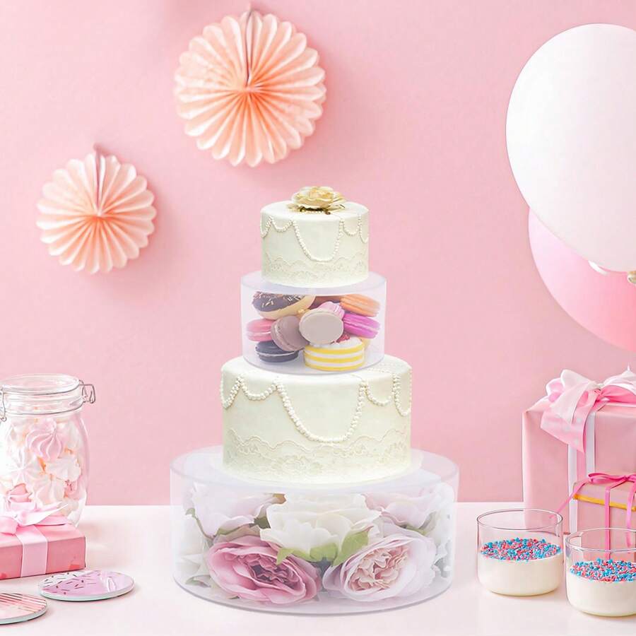 2-Piece Transparent Acrylic Cake Stand Cake Divider Can Fill Party ...