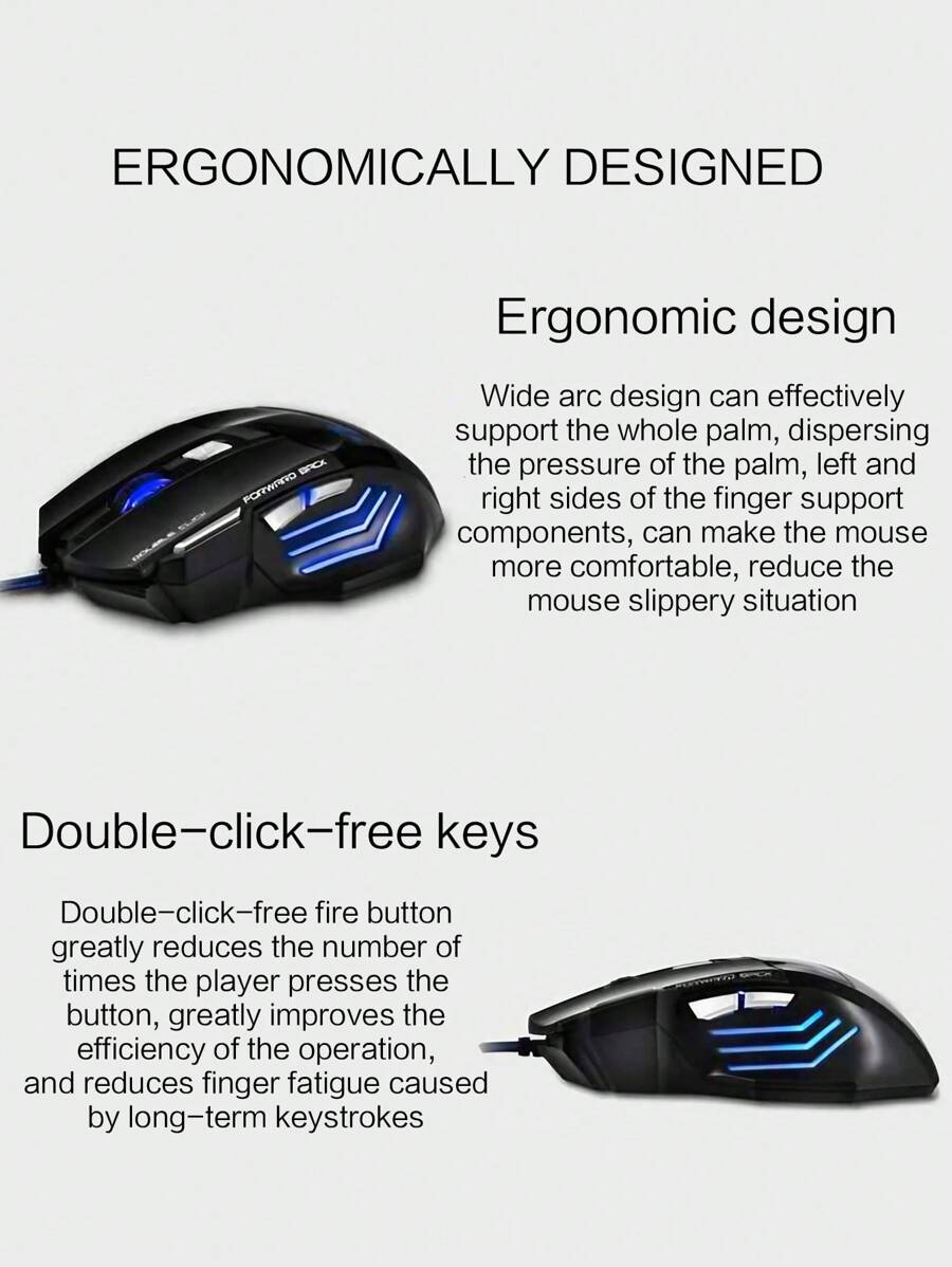 1PC Computer Mouse Gamer Ergonomic Gaming Mouse USB Wired Game Mause 5500 DPI Mice With LED ...