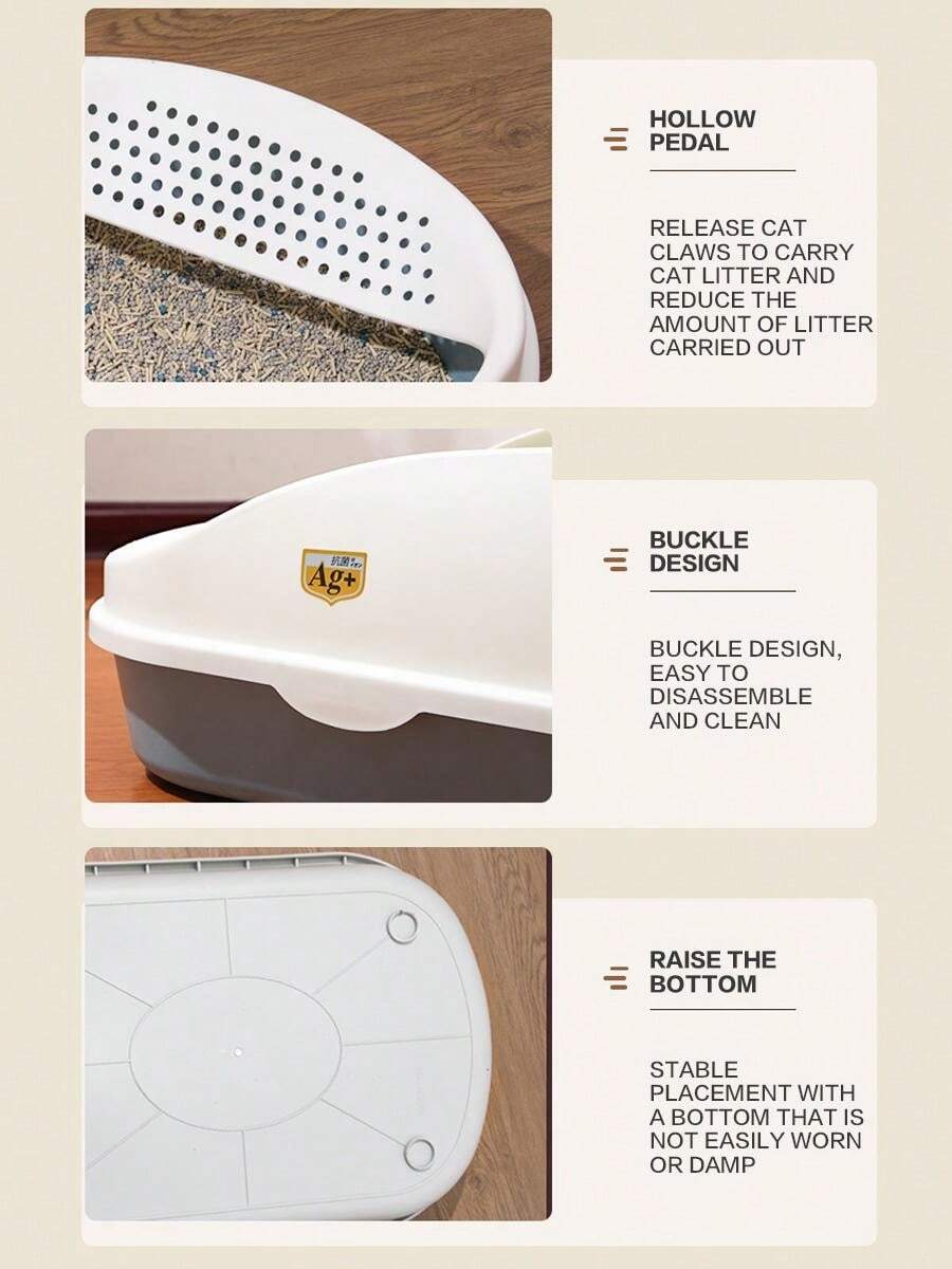 Extra Large Enclosed Open-Top Cat Litter Box, Anti-Splash, Heavy Duty ...