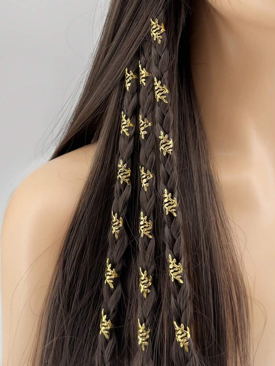 40Pcs Vine Leaf Shaped Alloy Hair Braids Rings Vintage Hair Pins For ...