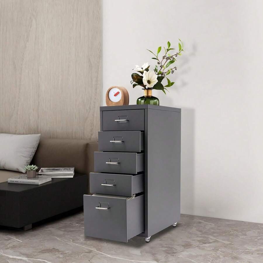 Metal File Storage Cabinet With 5 Drawers, Vertical Storage Cabinet ...