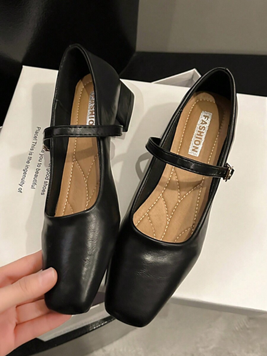 Zapatos tipo Mary Jane con tacón ancho nuevos para verano 2024, con corte bajo y punta cuadrada ...