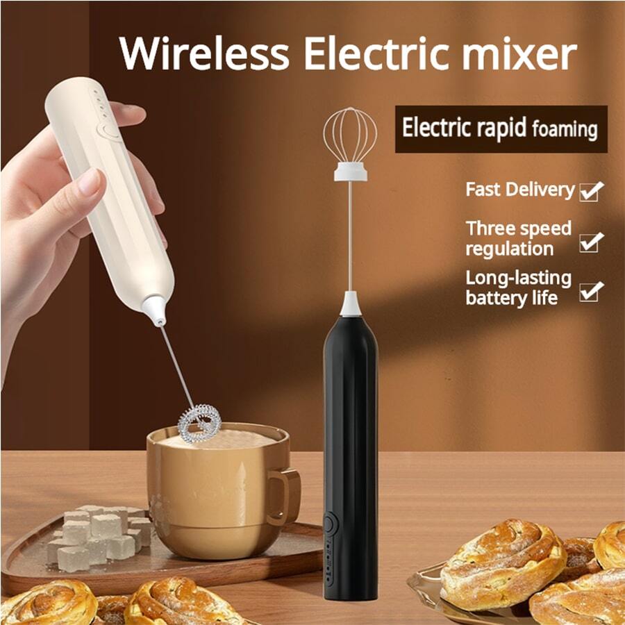 Wireless Electric Milk Frother, Mini Handheld Milk Foamer Battery ...