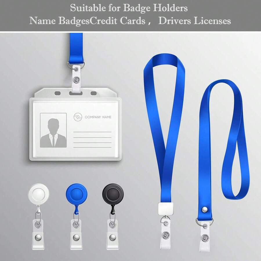 50Pcs Badge Holder Clip Strap PVC Clear ID Badge Clip Strap Replacement ...