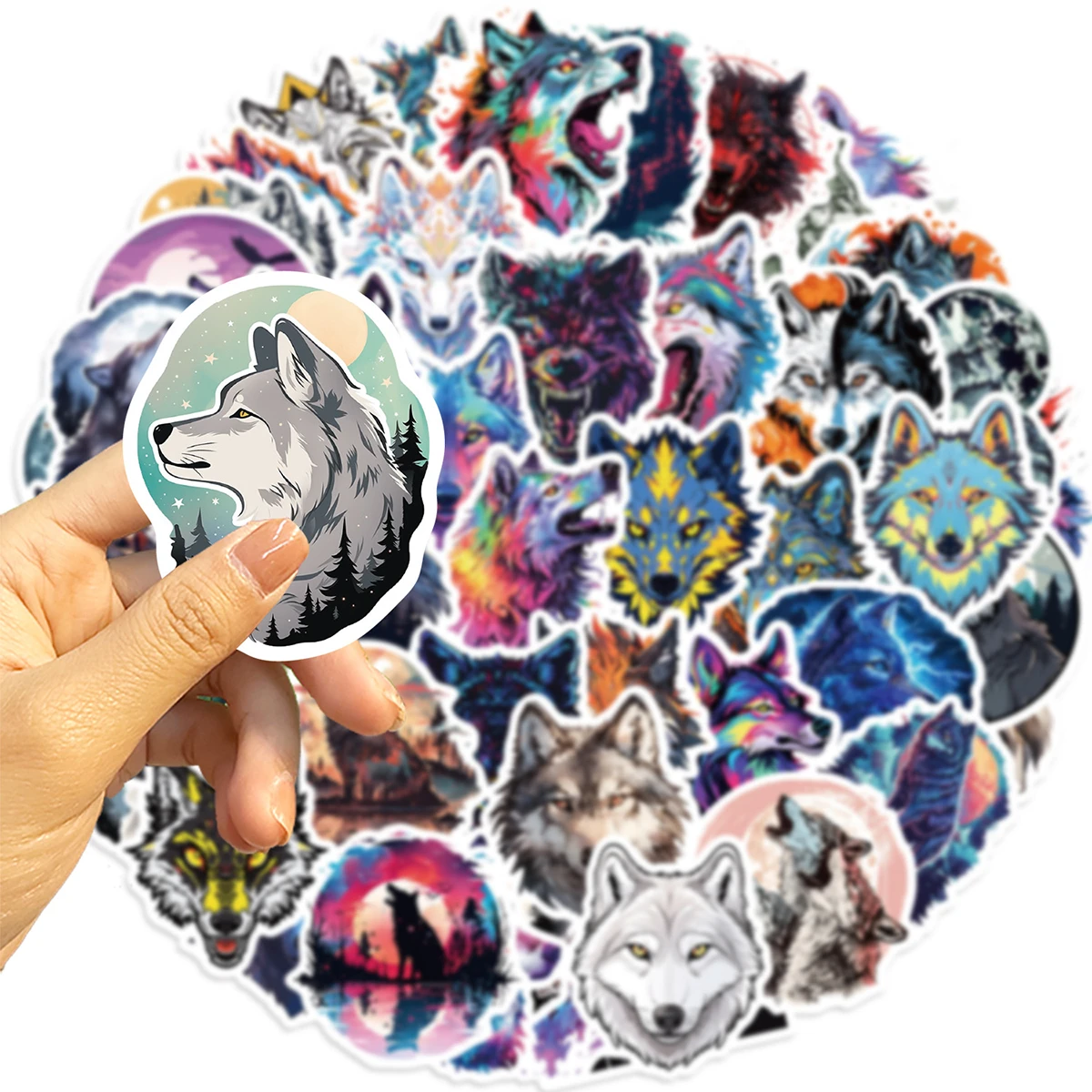 50Pcs Cool Wolf Vinyl Waterproof Sticker Gift Water Bottle Cartoon ...